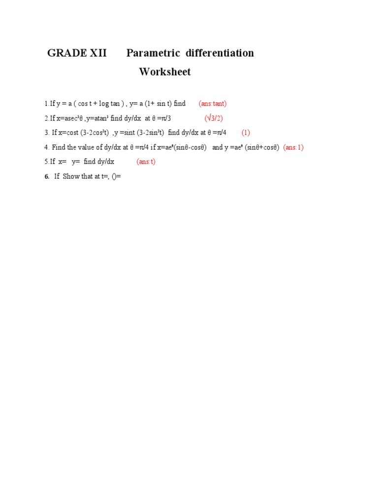 Parametric Differentiation | PDF | Science & Mathematics