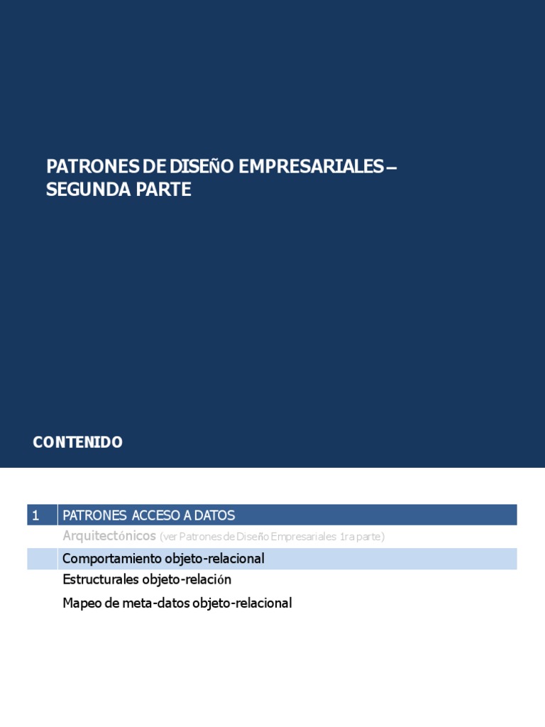 16 Patrones de Diseno Empresariales - Segunda Parte | PDF | Bases de datos | Herencia ...