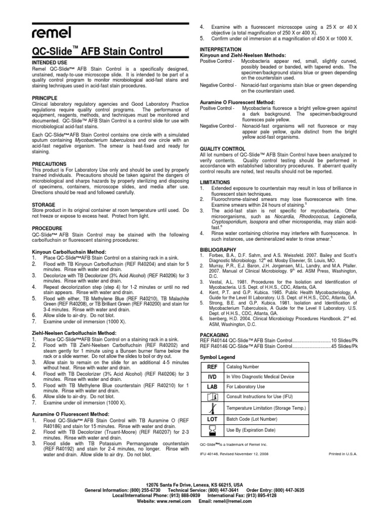 Iqc Afb Slide | PDF | Staining | Mycobacterium