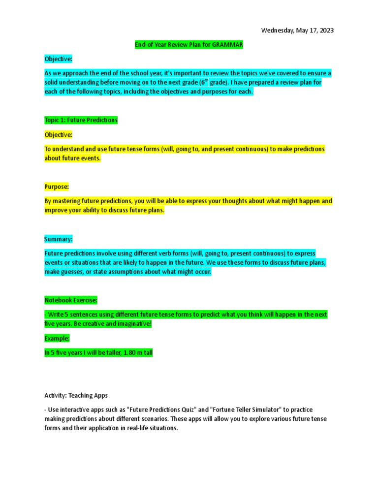 5th Grade Grammar Review | PDF | Verb | Human Communication