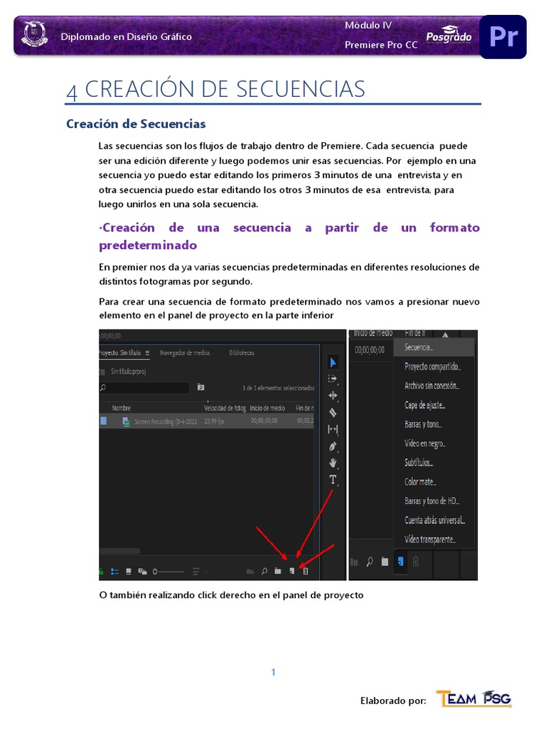 Creación de Secuencias | PDF | Diseño gráfico | Cuadros por segundo