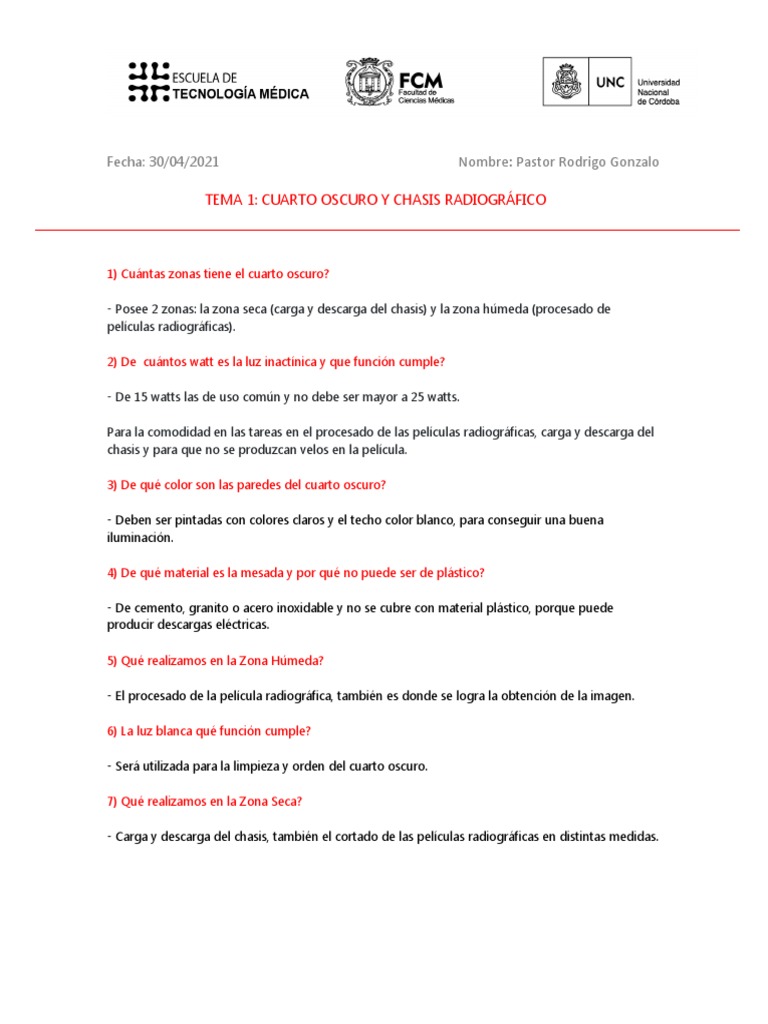 CUARTO OSCURO Y CHASIS RADIOGRÁFICO- bio unc | PDF | Rayo X | Materiales