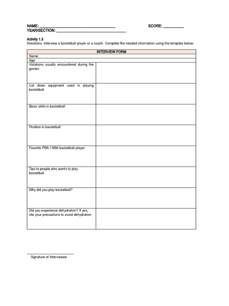 Name: - Score: - Year/section | PDF | Ball Games | Athletic Sports