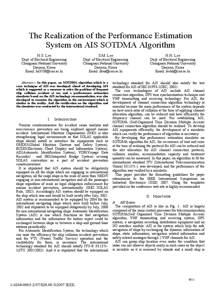 The Realization of The Performance Estimation System On AIS SOTDMA ...