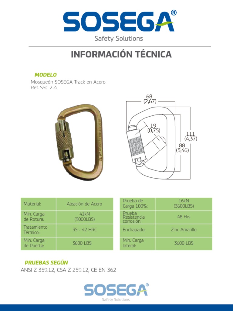 Certificado Mosquetón SOSEGA SSC2 | PDF