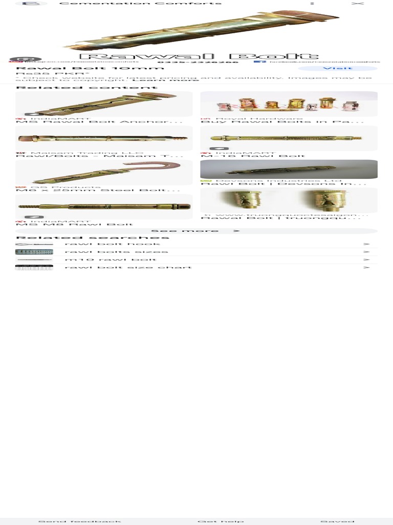 Rawal Bolt Size and Pricing Guide | PDF