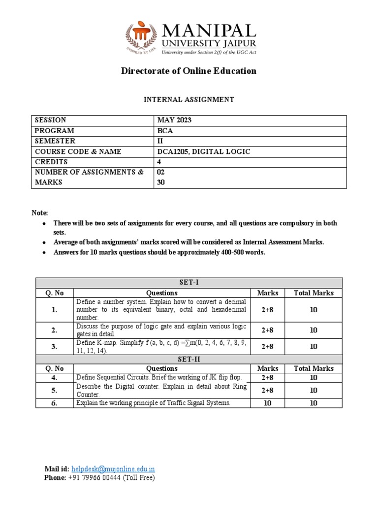Assignment - DCA1205 - Set 1 & Set 2 - QP - May2023 | PDF