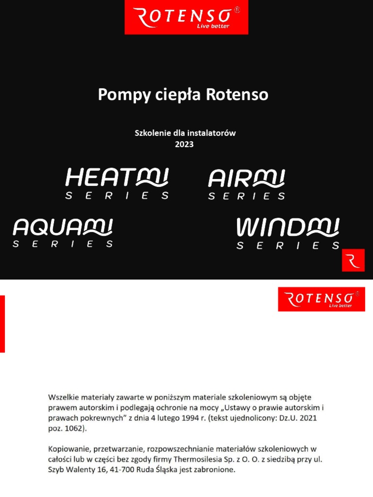 Pompy Ciepła Rotenso Szkolenie Dla Instalatorów V5 | PDF