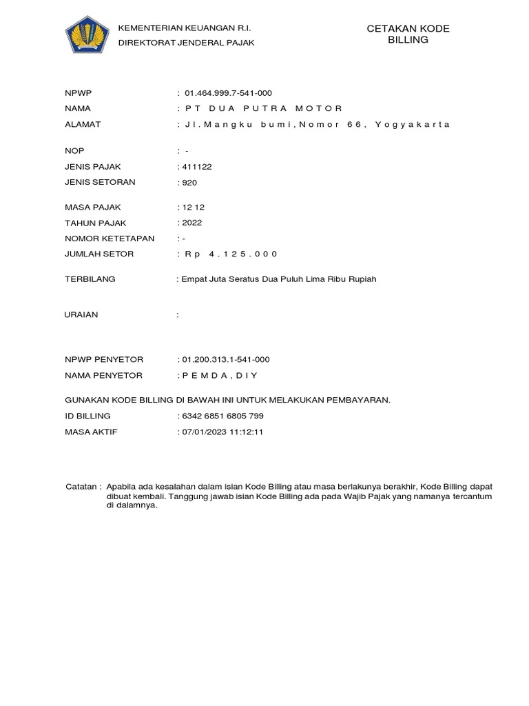 Kode - Billing PPH Pasal 21 Dan PPN | PDF | Pengelolaan Keuangan & Uang