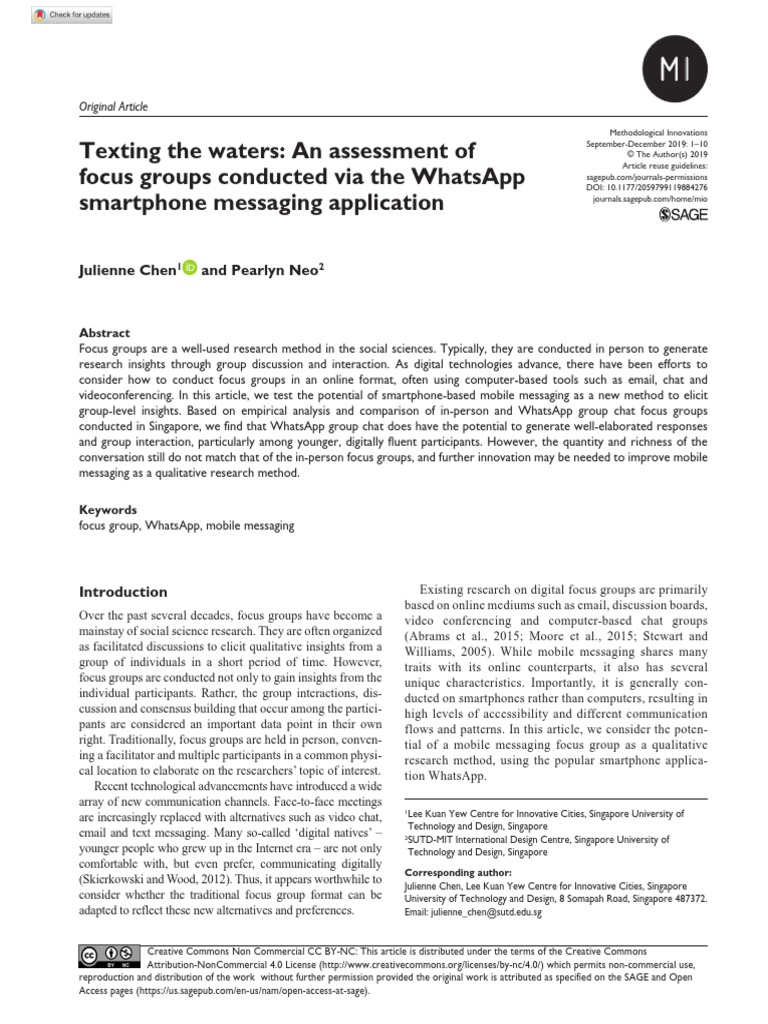 Chen Neo 2019 Texting The Waters An Assessment of Focus Groups ...