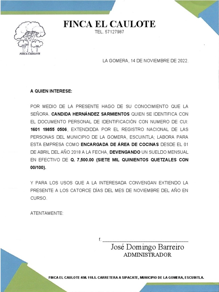 Finca El Caulote 4 Cartas de Los MPT | PDF