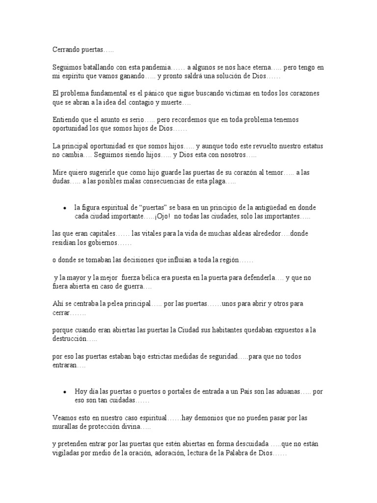 Cerrando Puertas | PDF | Oración | Dios