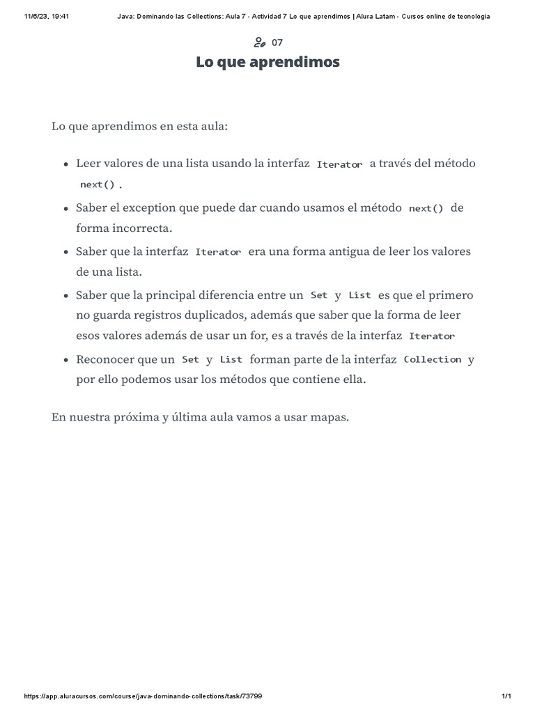 Java - Dominando Las Collections - Aula 7 - Actividad 7 Lo Que ...