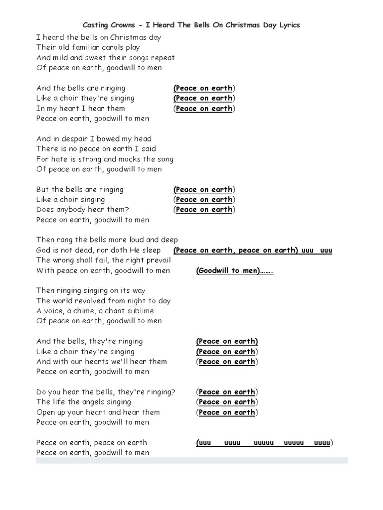 Peace on Earth Lyrics by Casting Crowns | PDF | Art