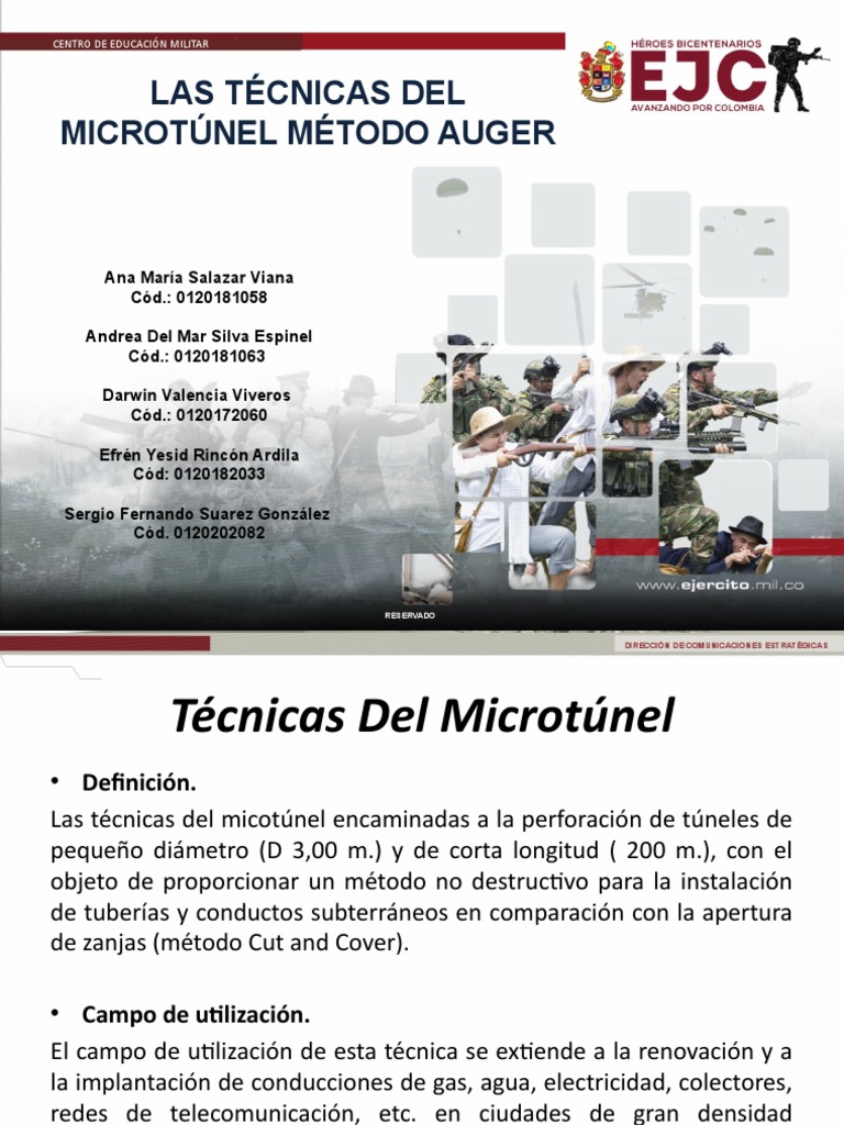 Técnicas Del Microtúnel (Método Auger) | PDF | Túnel | Perforación