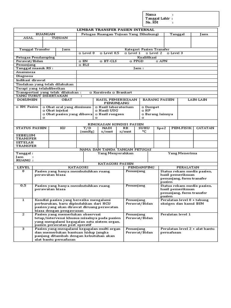 Prosedur Transfer Pasien Internal | PDF