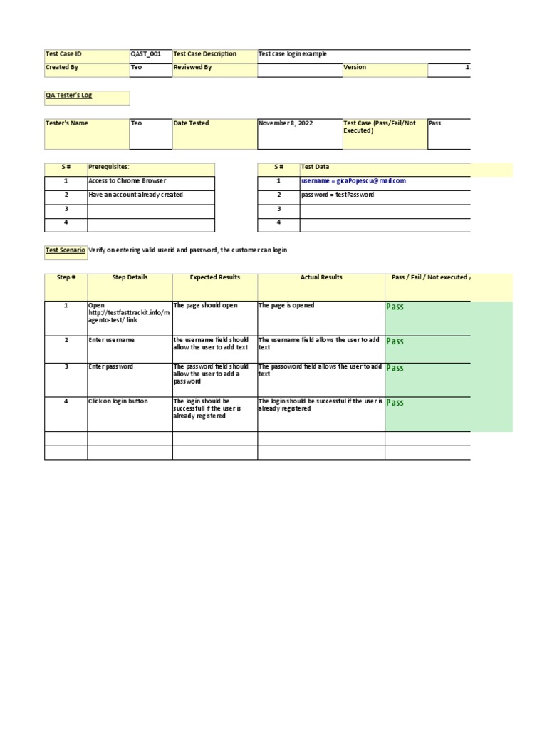 Test Case Template Pdf User Computing Password