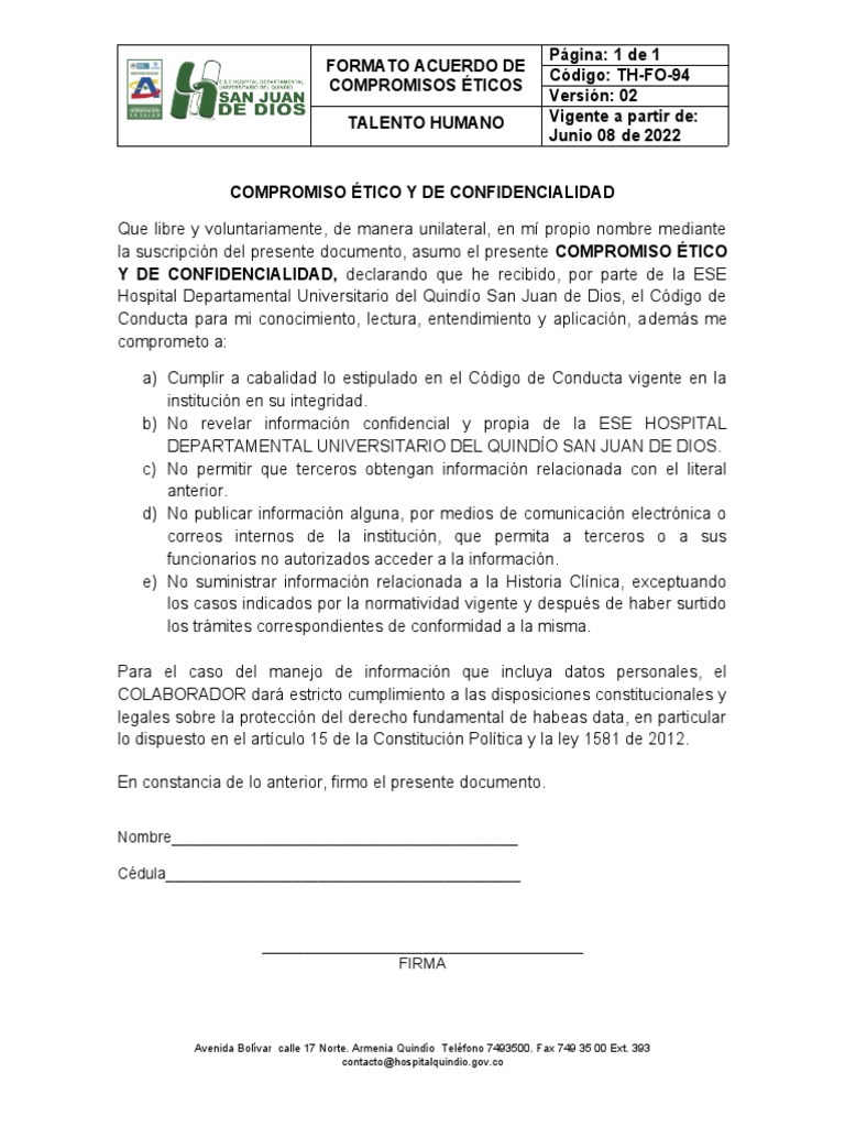 COMPROMISOS ETICO 2022 (1) | PDF | Etica Aplicada | Gobierno