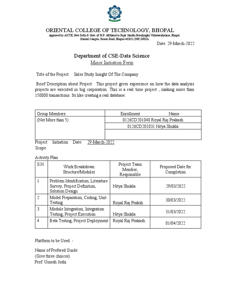 Initiation Form 2 | PDF | Computer Engineering | Computer Hardware