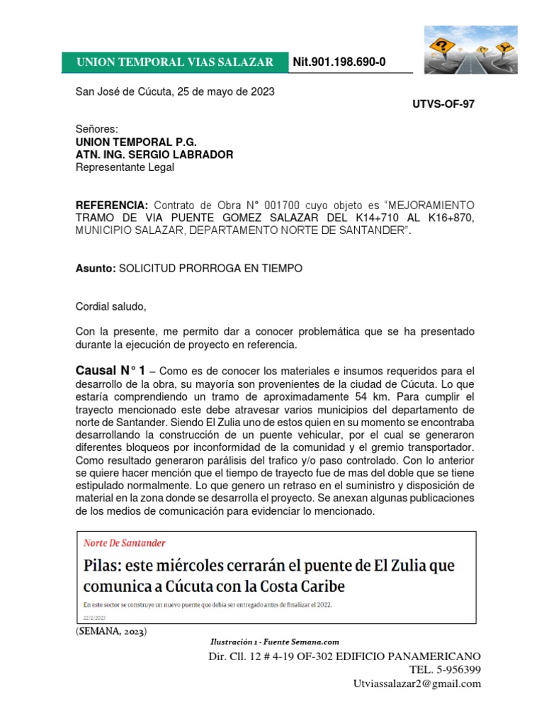 97. INTERVENTORIA - Solicitud de Prorroga en tiempo | PDF