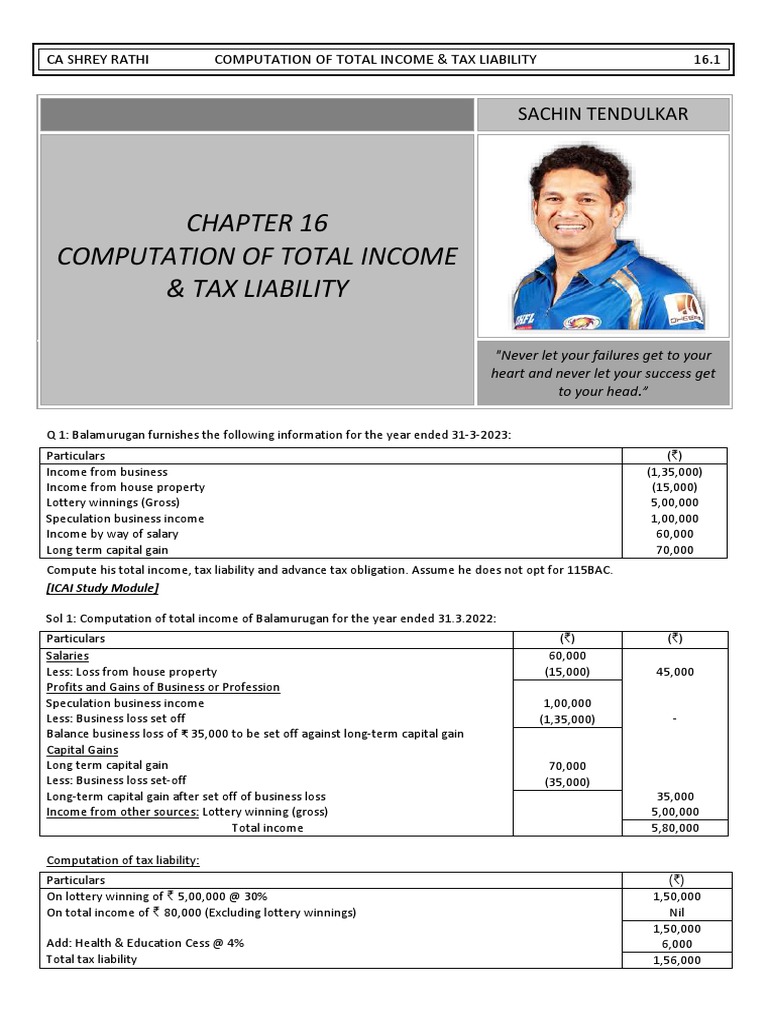 Total Income & Tax Liability Computation | PDF | Expense | Taxes