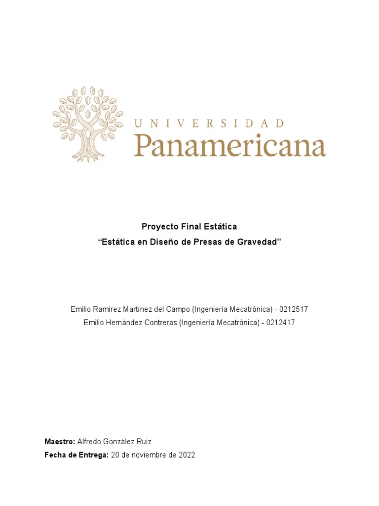Proyecto Final Estática - Ramírez y Hernández | PDF | Presión | Fuerza