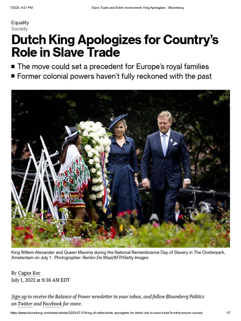 Slave Trade and Dutch Involvement - King Apologizes - Bloomberg | PDF ... Slave Trade and Dutch Involvement - King Apologizes - Bloomberg | PDF ...