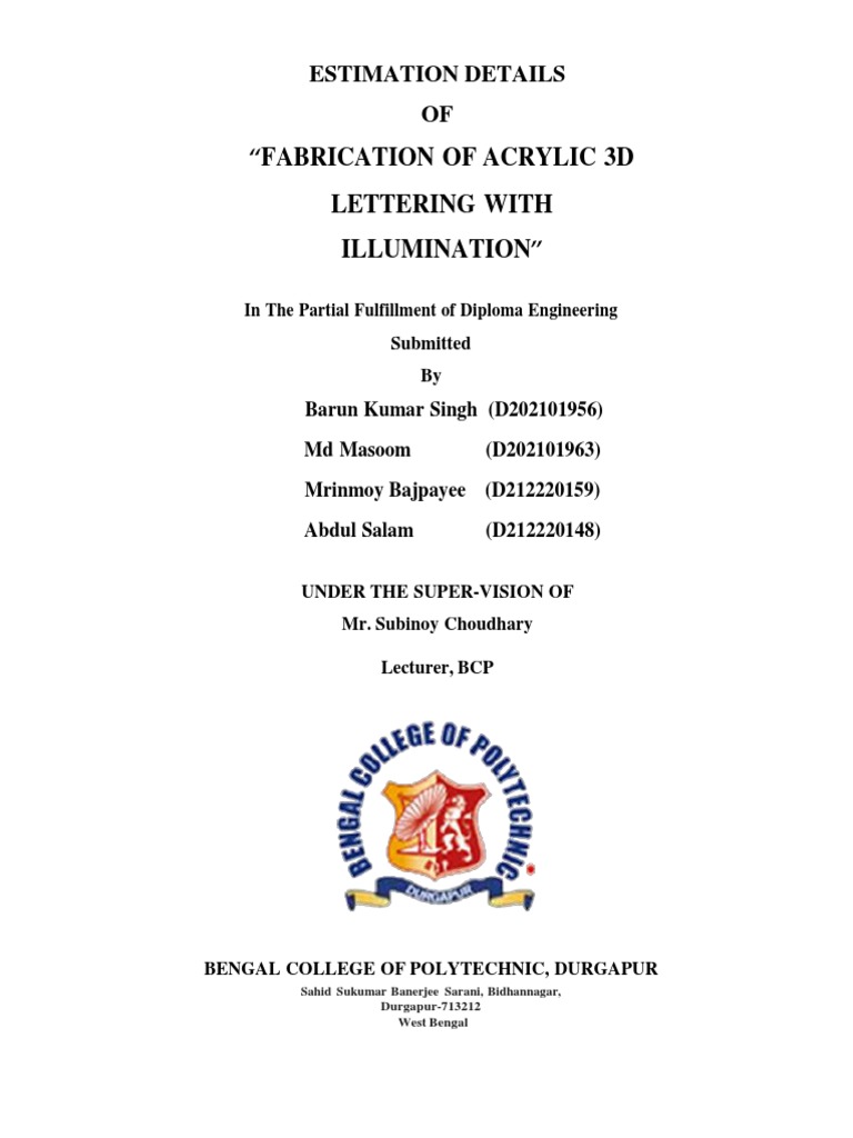 Fabrication of Acrylic 3D Lettering With Illumination | PDF | Light Emitting Diode | P–N Junction