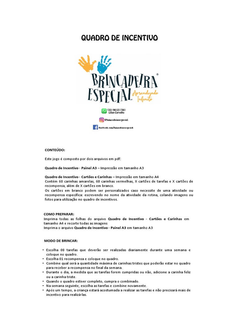 Quadro de Incentivo - Painel A3 | PDF