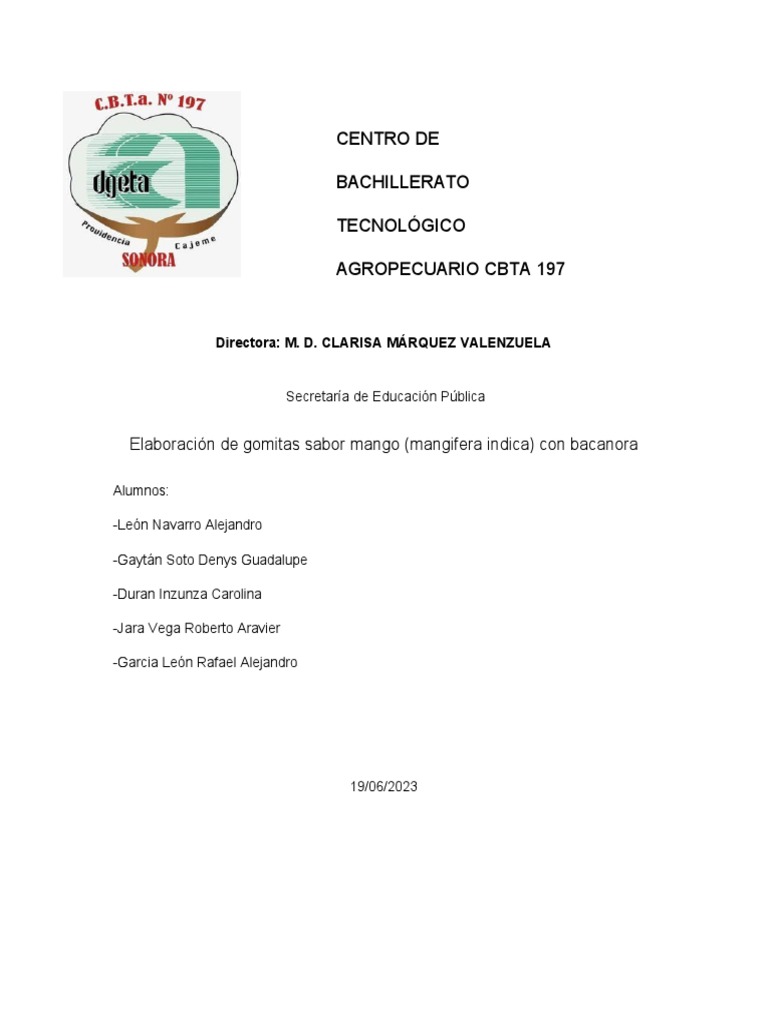 Centro de Bachillerato Tecnológico Agropecuario Cbta 197 | PDF
