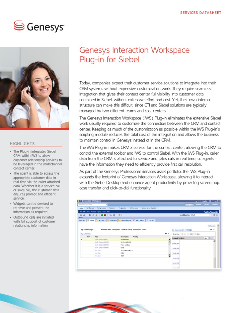 Genesys Interaction Workspace Plug-In For Siebel | PDF | Customer ...