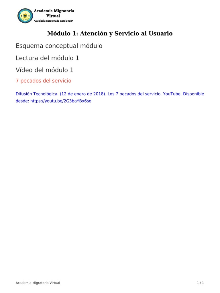 Modulo 1 Atencion y Servicio Al Usuario | PDF