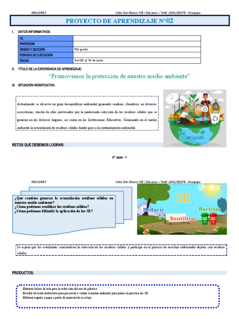 5° Grado - Proyecto de Aprendizaje N°02 | PDF | División (Matemáticas) | Multiplicación