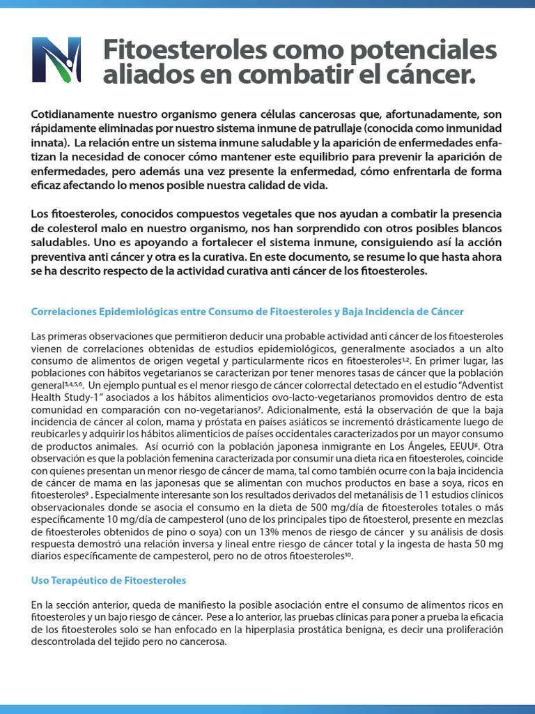 Fitoesteroles y su impacto en el cáncer | PDF | Cáncer | Especialidades ...