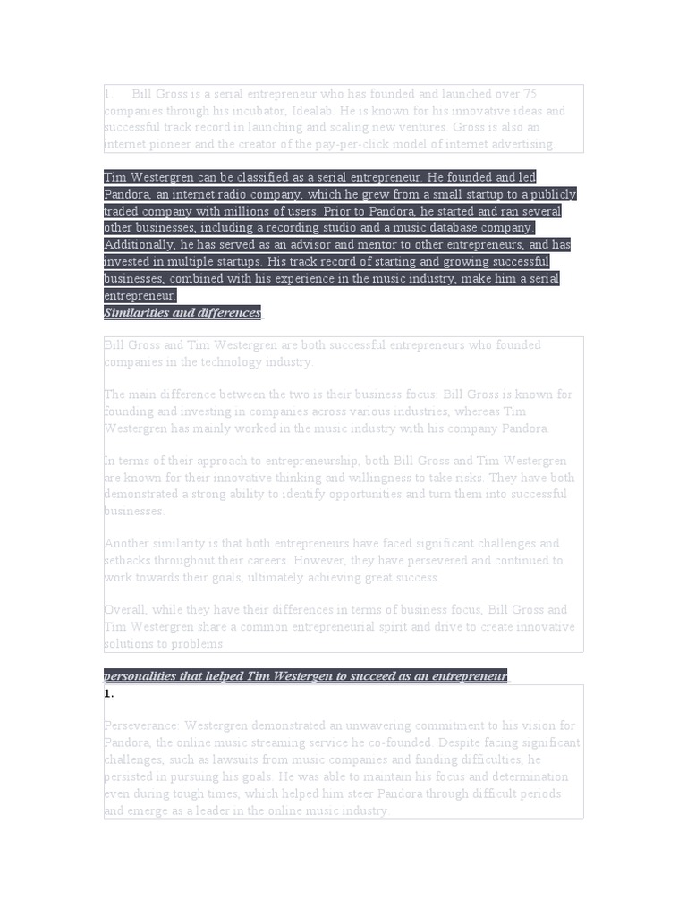 Entrepreneur Assignment | PDF | Entrepreneurship | Leadership