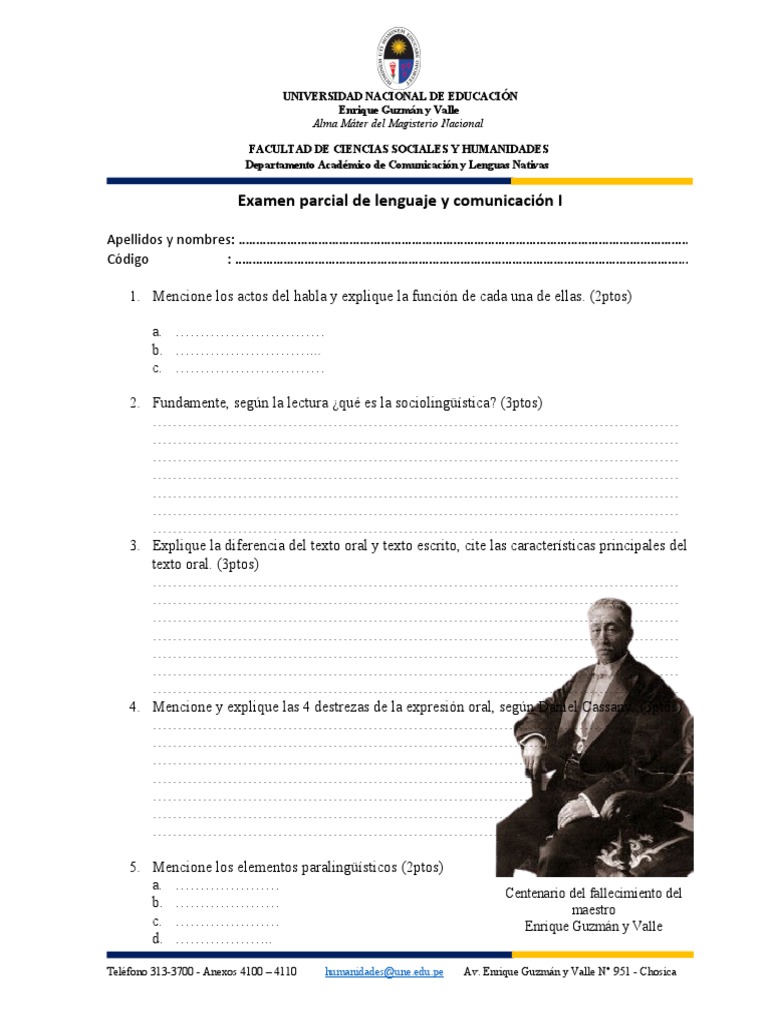 Examen Parcial de Lenguaje y Comunicación | PDF | Lingüística