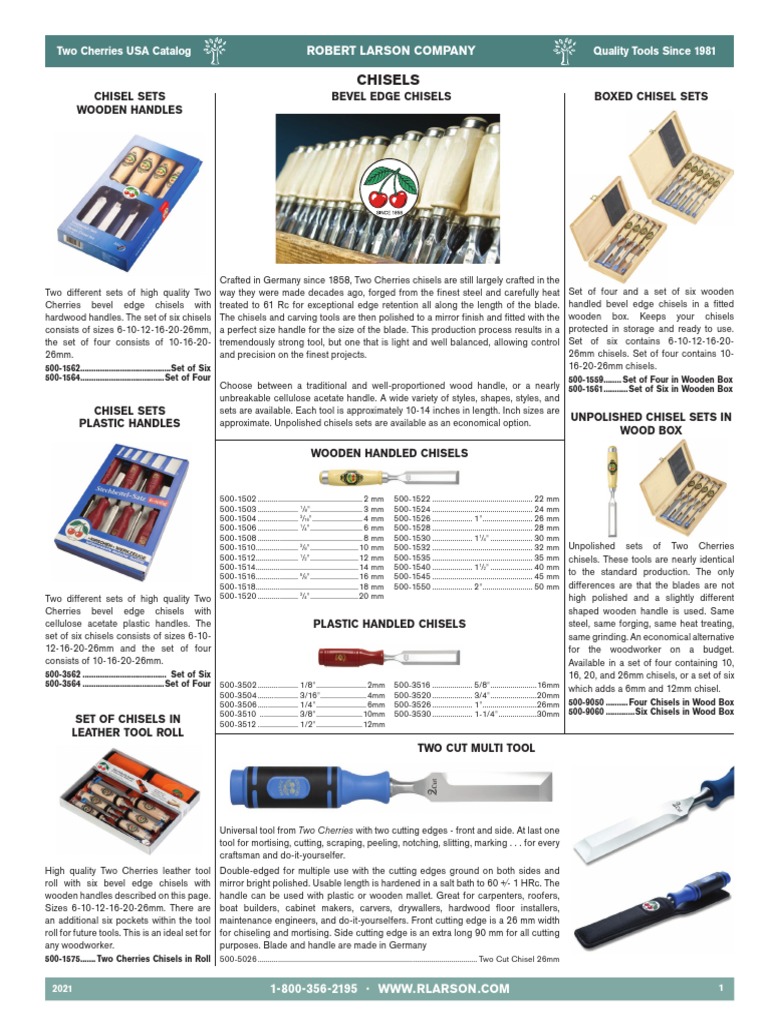 Two Cherries Chisel Sets Catalog | PDF | Tools | Woodworking