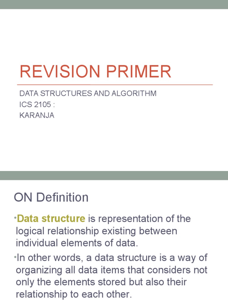Data Structures Primer | PDF | Data Structure | Algorithms