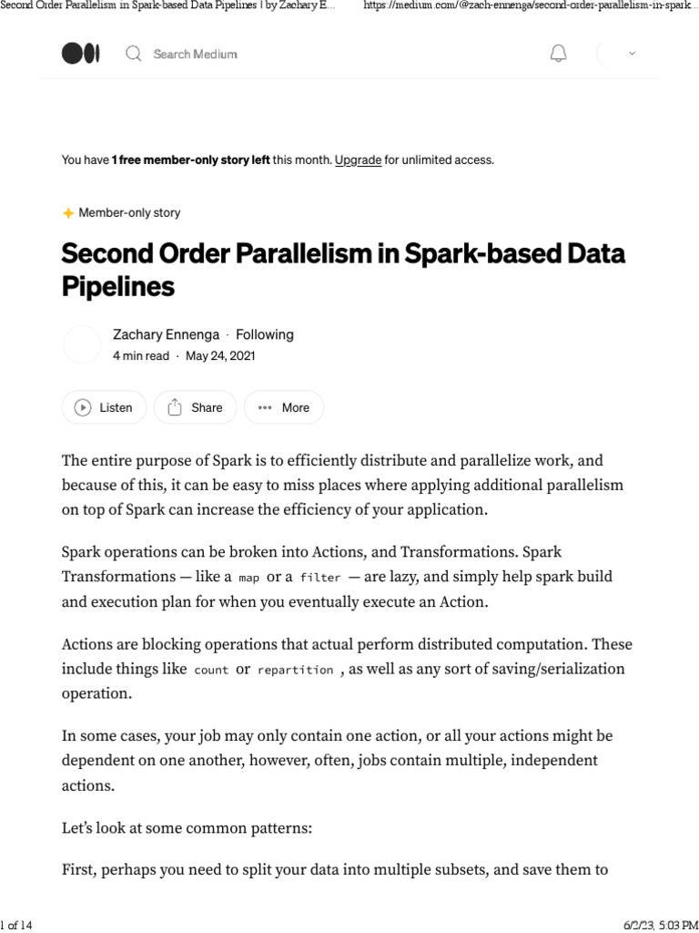 Second Order Parallelism in Spark-Based Data Pipelines by Zachary ... Second Order Parallelism in Spark-Based Data Pipelines by Zachary ...