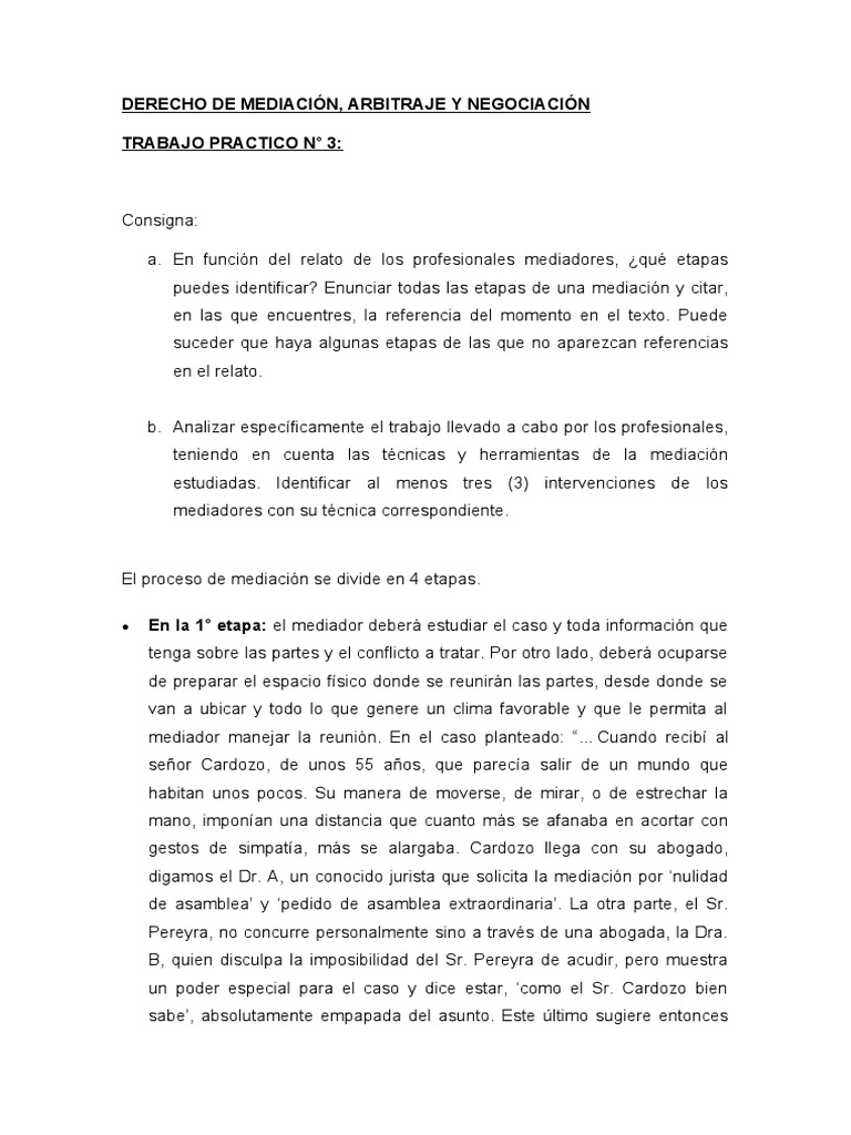 Etapas Y Técnicas En Mediación 21 Siglo Pdf Mediación
