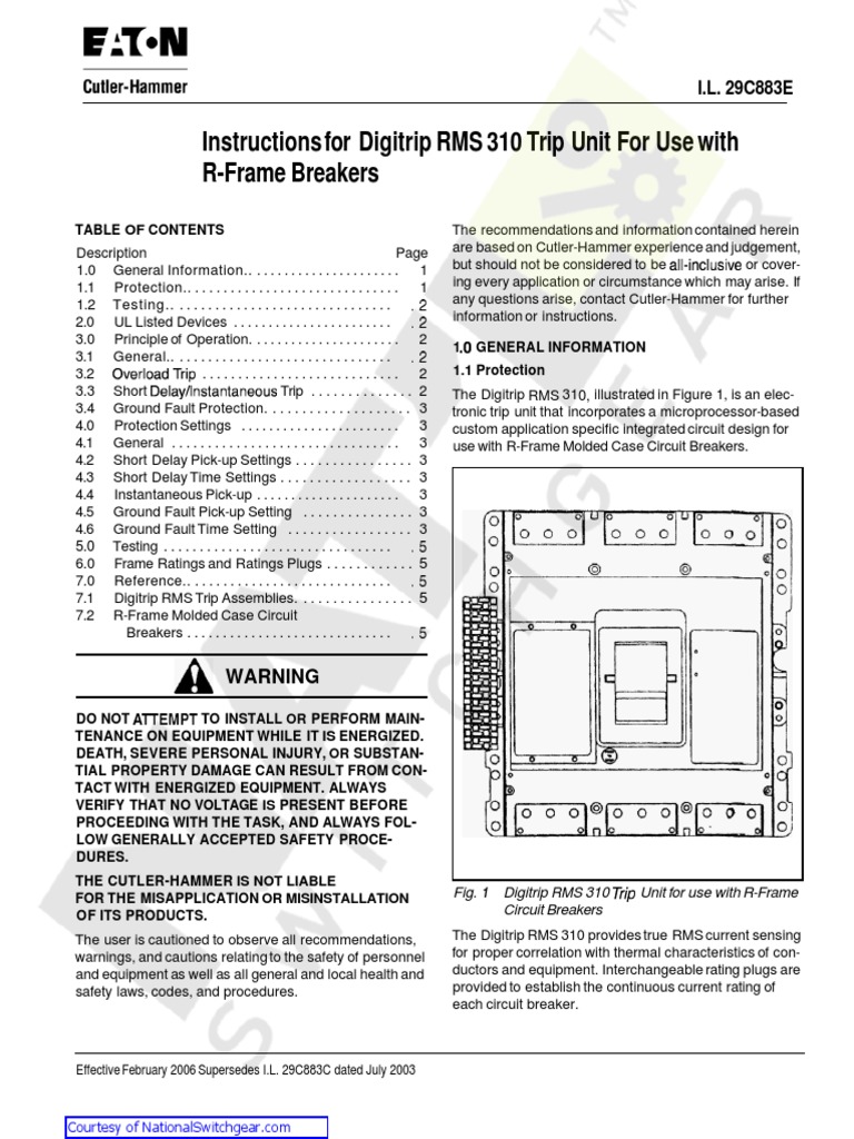 Manual Digitrip 310 | PDF | Resistor | Equipment