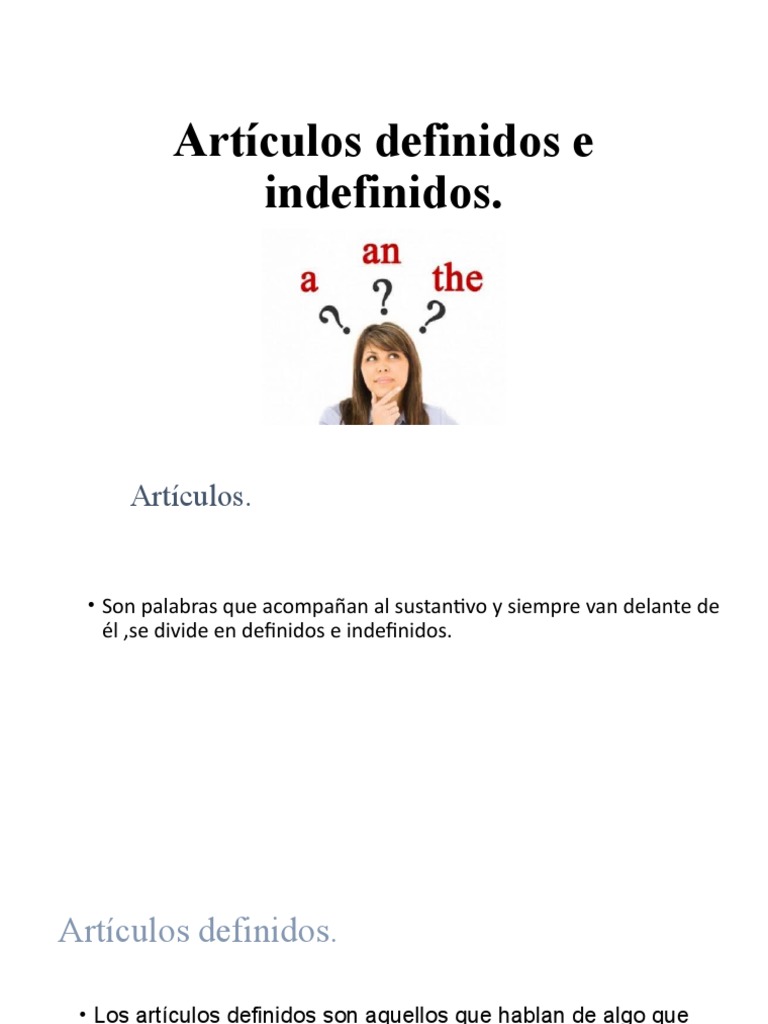 Artículos Definidos e Indefinidos | PDF