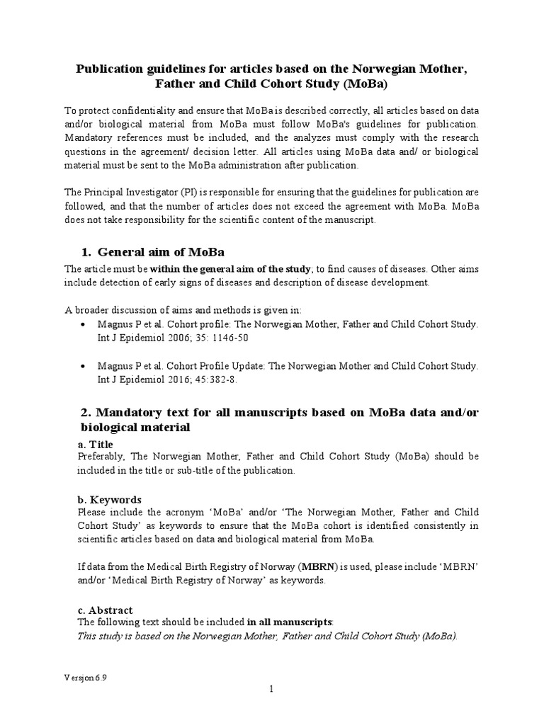 MoBa Publication Guidelines Overview | PDF | Norway | Data