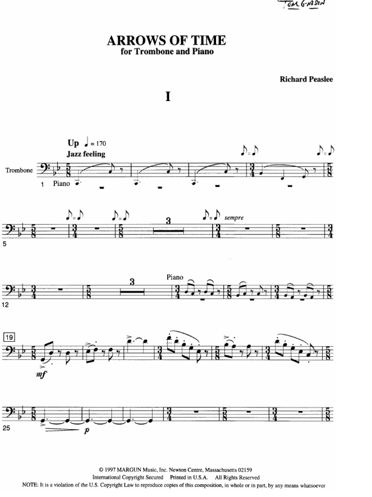 Richard Peaslee Arrows of Time Trombone | PDF