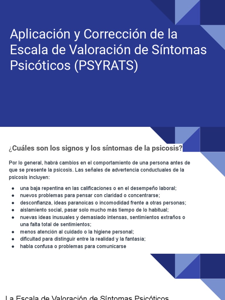 Escala de Valoración de Síntomas Psicoticos (PSYRATS) | PDF | Ciencia y ...
