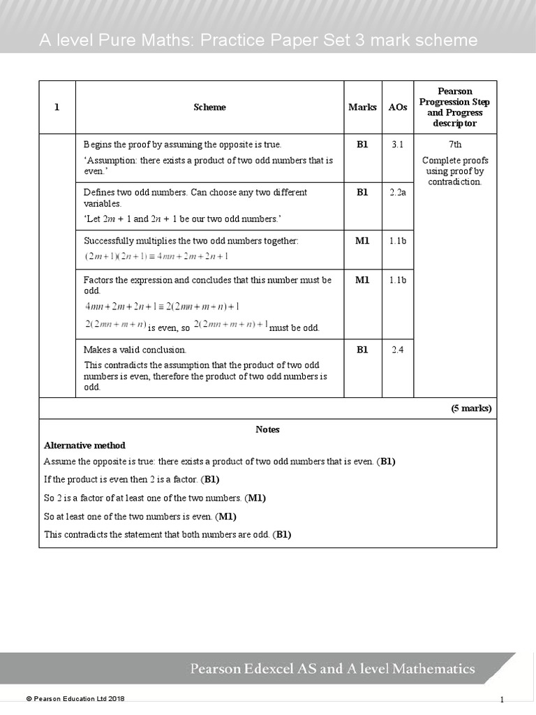 03 9MA0 01 9MA0 02 A Level Pure Mathematics Practice Set 3 Mark Scheme | PDF | Mathematics ...