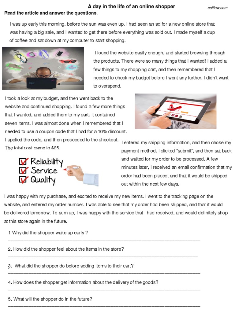 Online Shopping Reading Comprehension | PDF | Online Shopping | Business