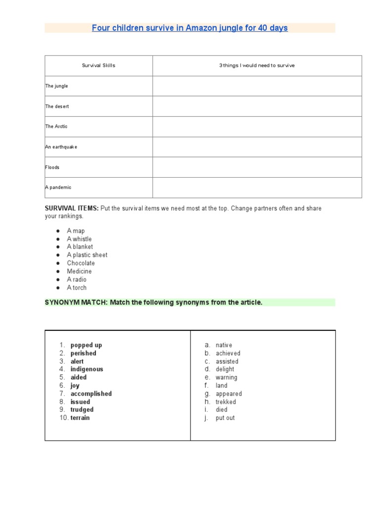 Four Children Survive in Amazon Jungle For 40 Days | PDF | Reason