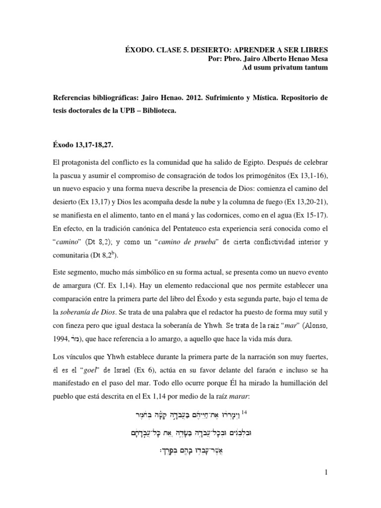 Éxodo. Clase 5. Desierto o Aprender A Ser Libres | PDF | Libro del éxodo | Moisés