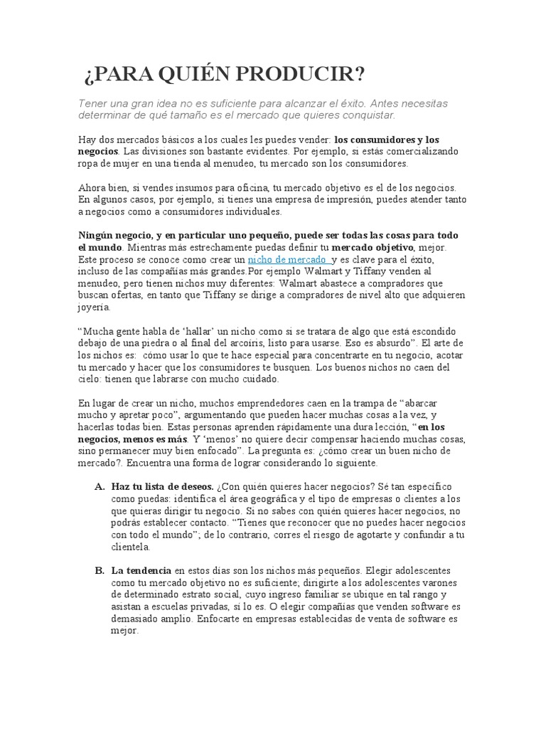 Tema 13, para Quién Producir | PDF | Mercado (economía) | Cliente
